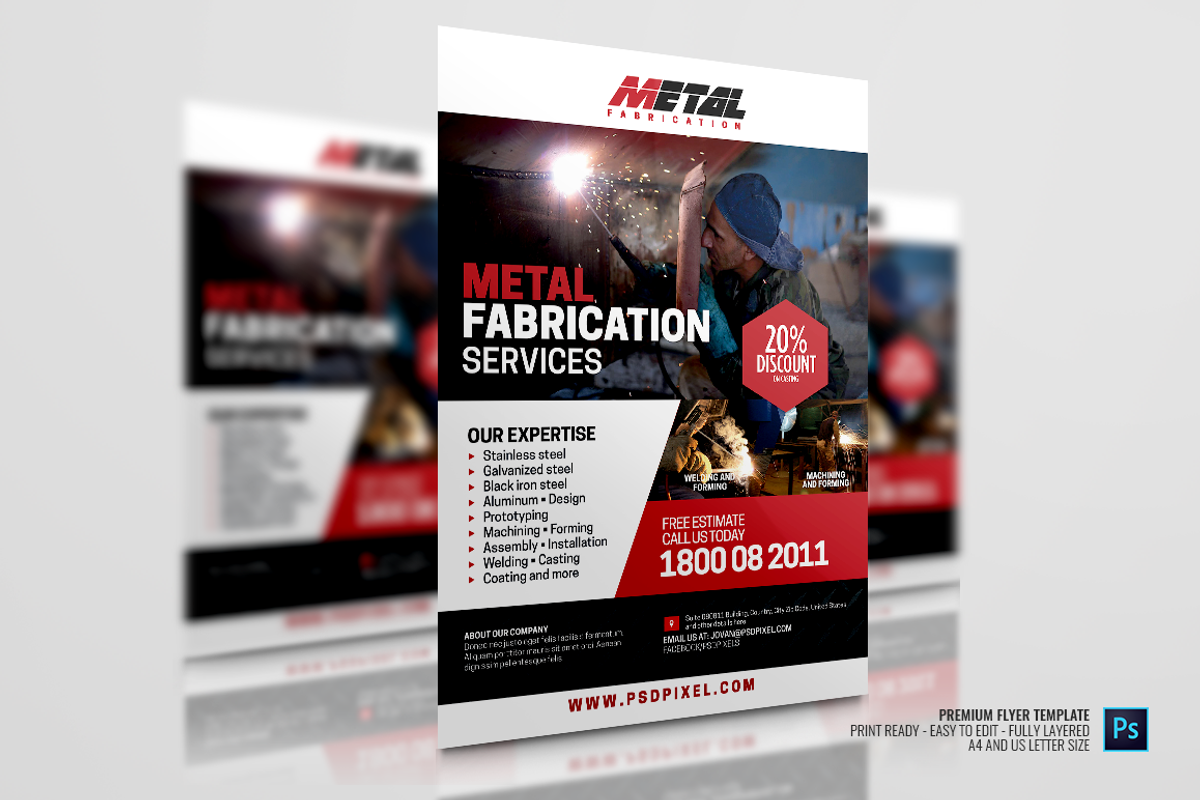 Metal and Steel Fabrication Flyer, a Flyer Template by PSDPixel