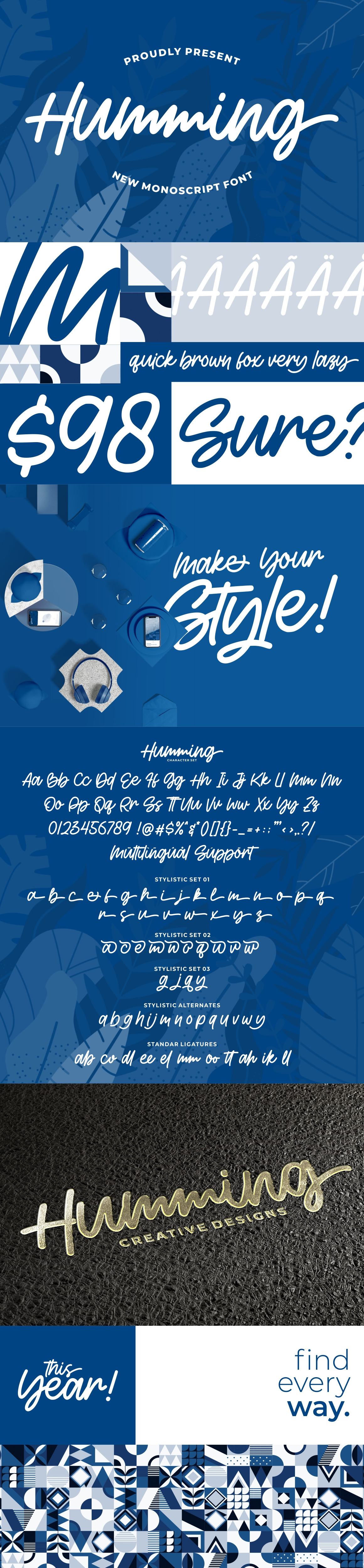 Humming - Monoscript Font, a Script Font by Garisman Std