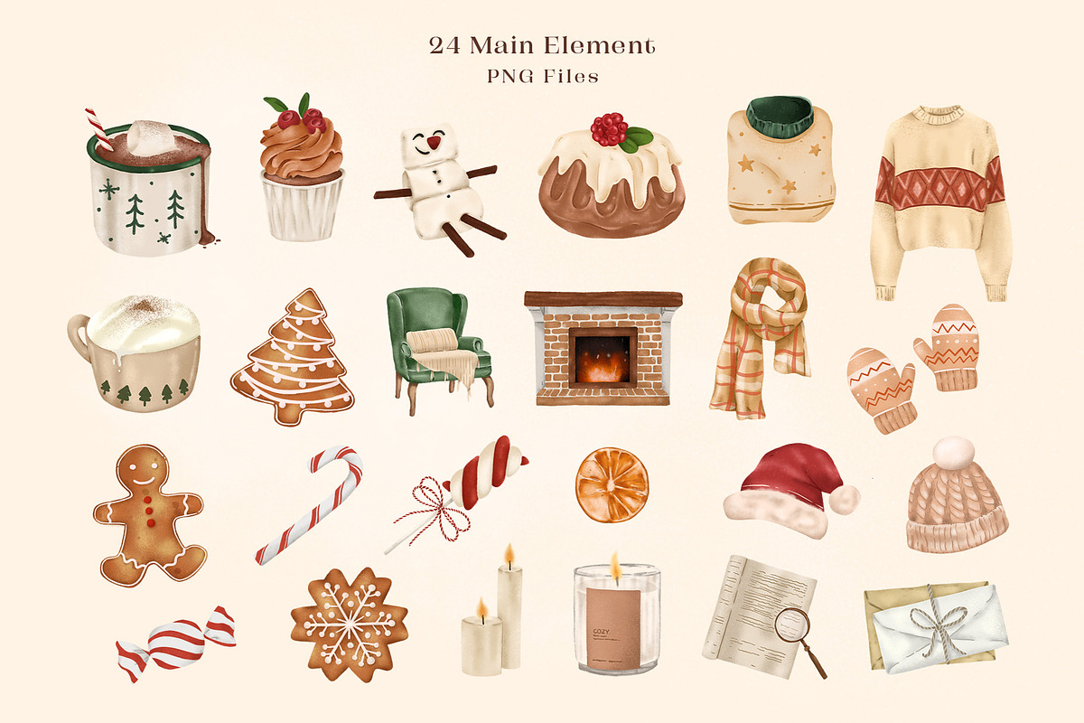Cozy Christmas Clipart Illustrations, an Object Graphic by DesignerCandies