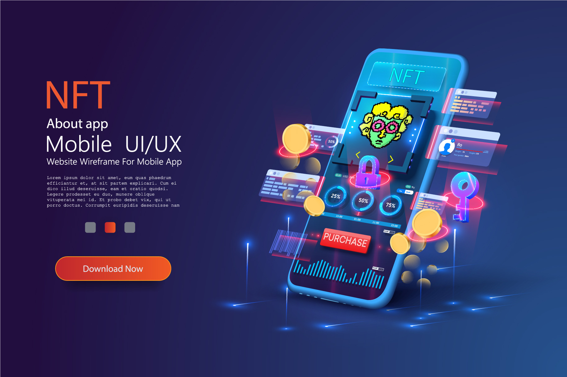 Web app for buying NFT pictures., a Technology Illustration by ZinetroN