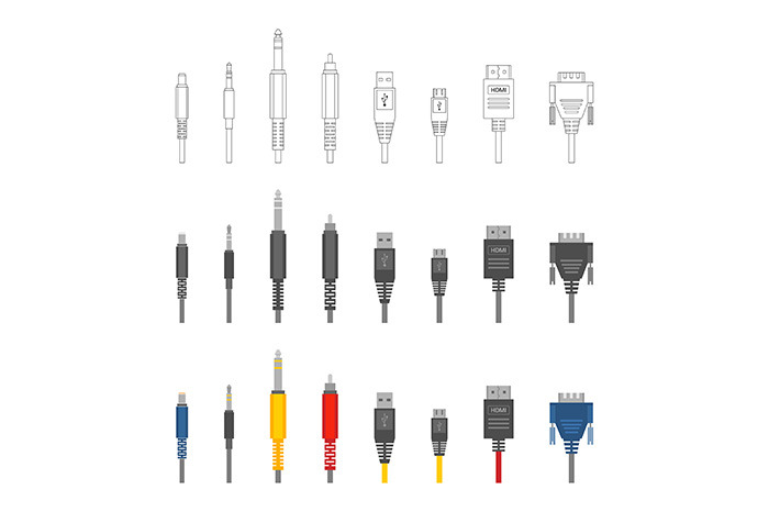 Audio connectors and input set, an Outline Icon by Primula`s shop