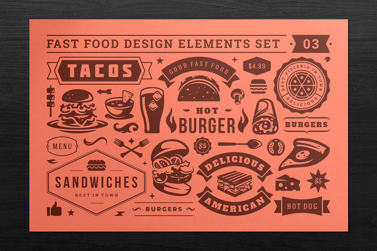 Fast Food Design Elements, an Object Graphic by Vasya Kobelev ...