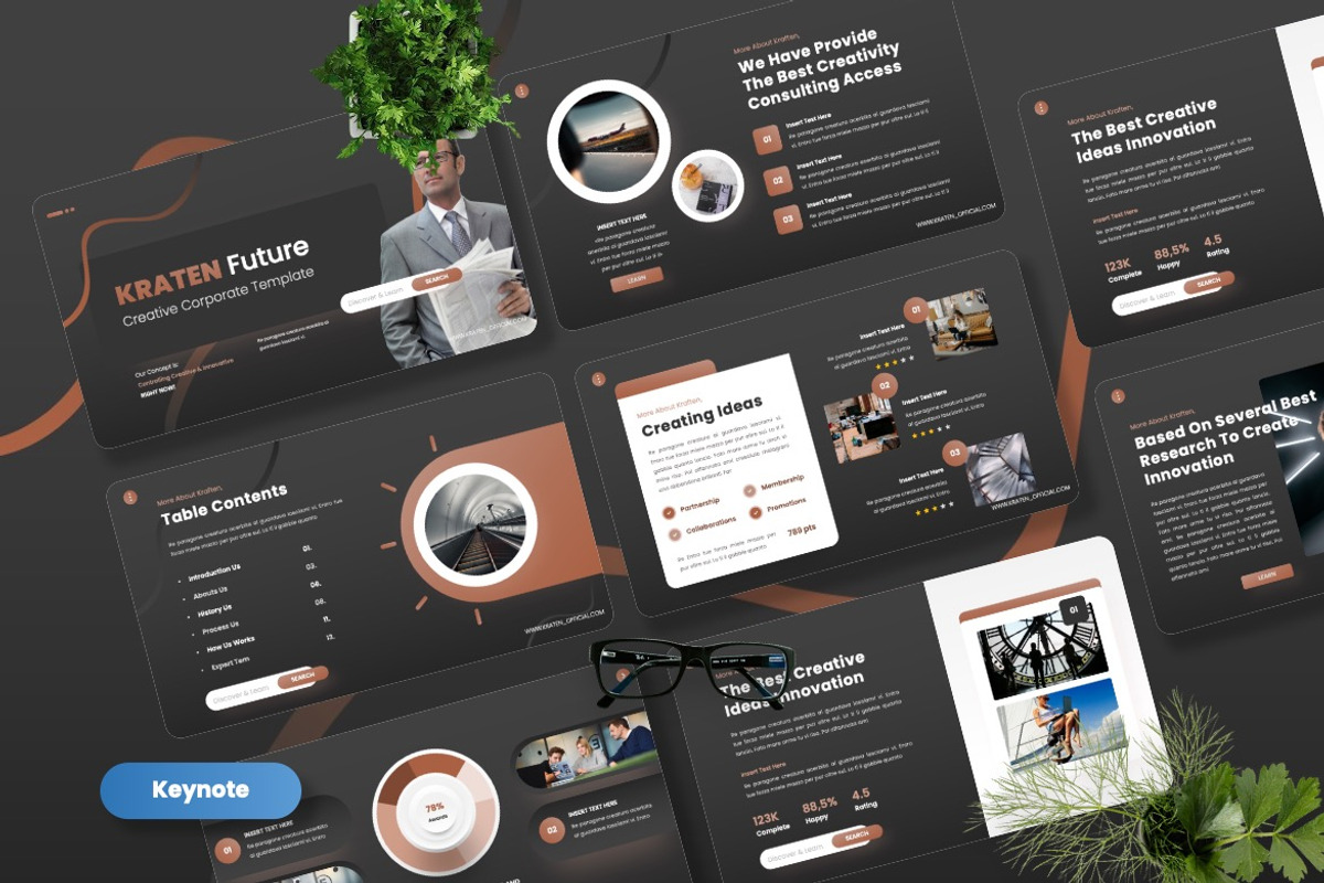 Kraten - Creative Keynote, a Presentation Template by Dhabee