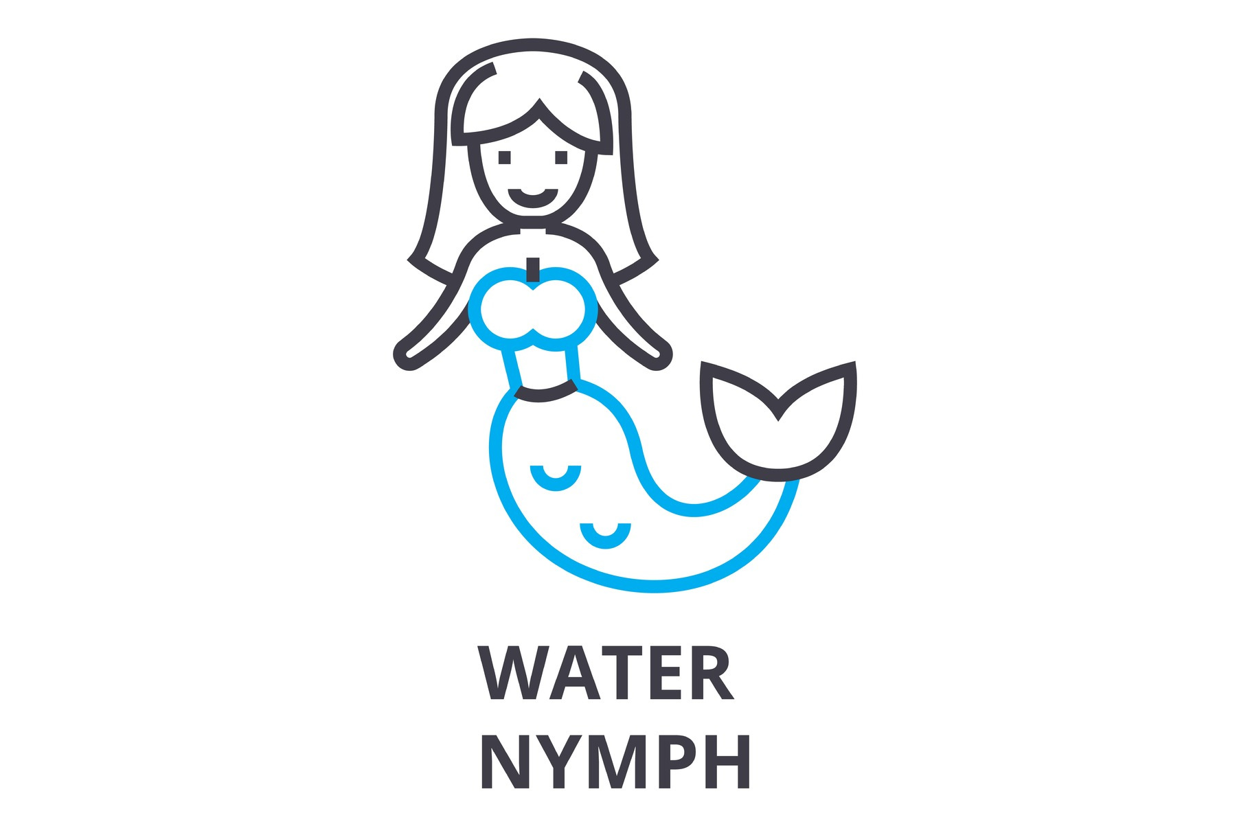 water nymph thin line icon, sign, symbol, illustation, linear concept ...