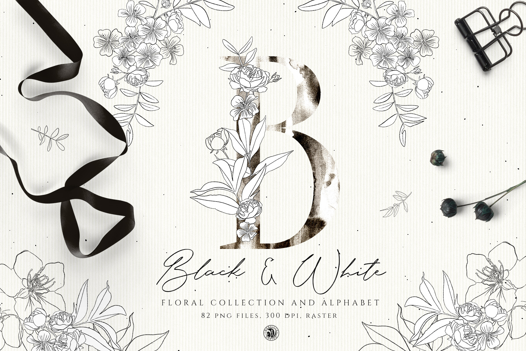 Black & White Floral Alphabet, a Decorative Illustration by Webvilla ...