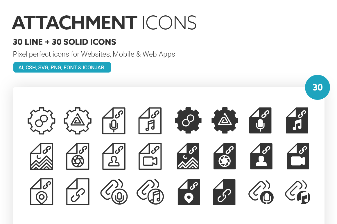 Attachment Icons | Solid Icons ~ Creative Market