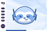 Cute flash sloth cartoon mascot logo