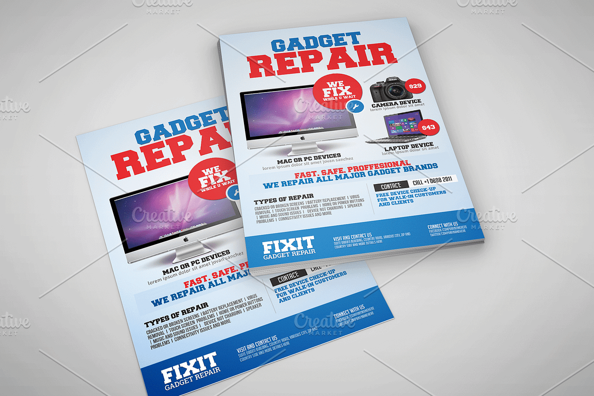 Electronic Gadget Repair Flyer, a Flyer Template by PSDPixel