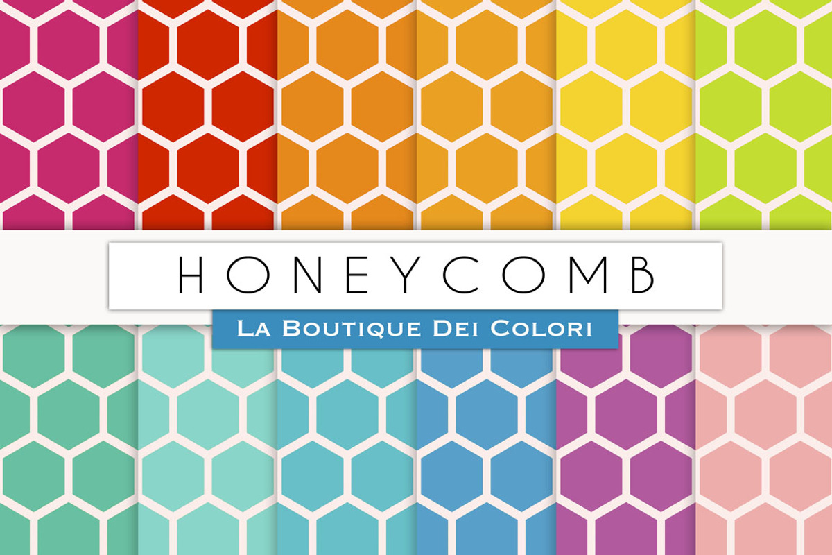 Colourful Honeycomb Digital Papers, a Pattern Graphic by La Boutique ...