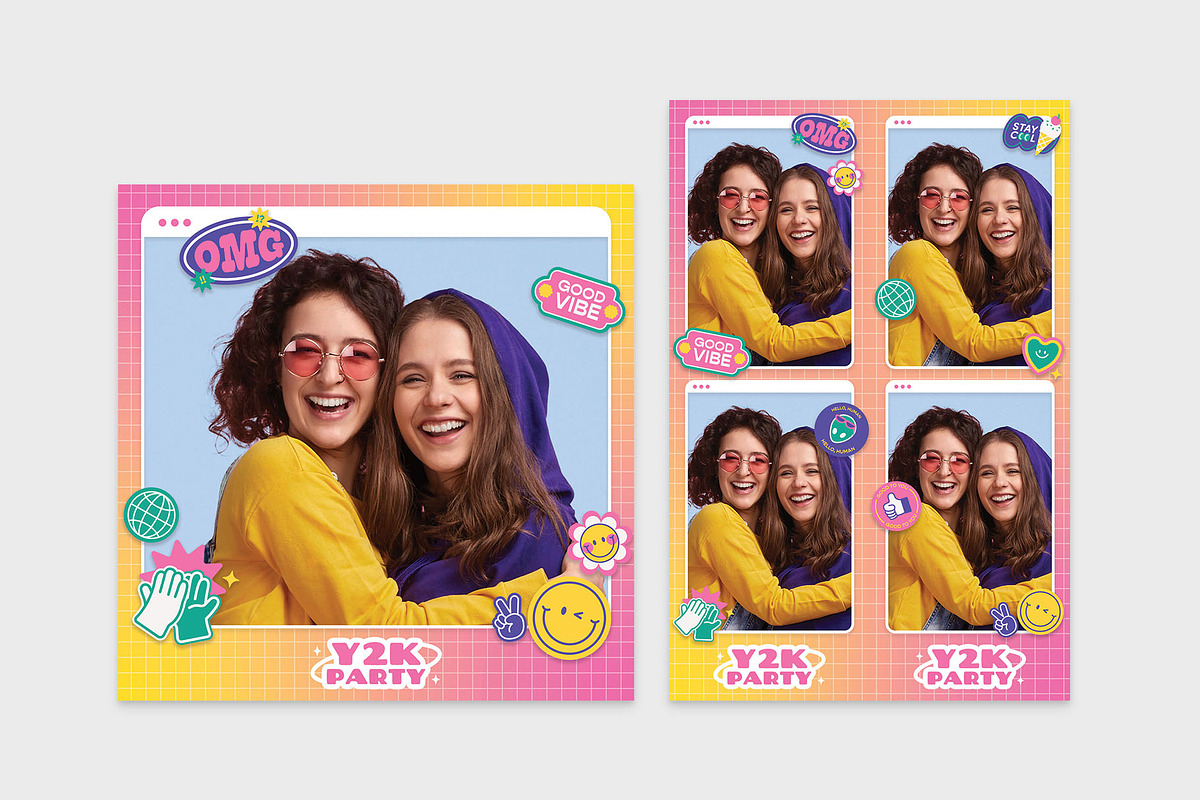 Retro Y2K Photo Strip Layouts, a Card Template by BrandPacks
