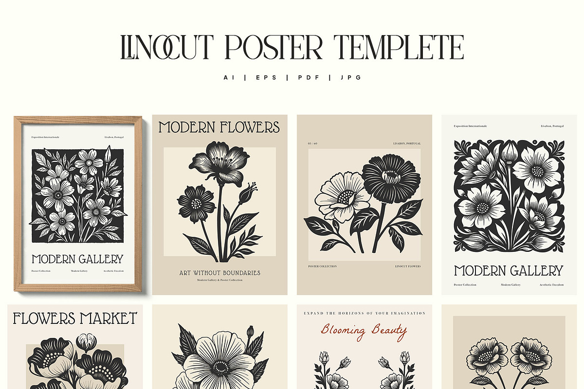 Linocut Flowers #2 | Poster Builder