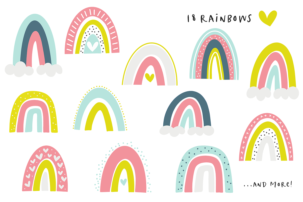 Bright Rainbow Clip Art, a Decorative Illustration by KA Designs