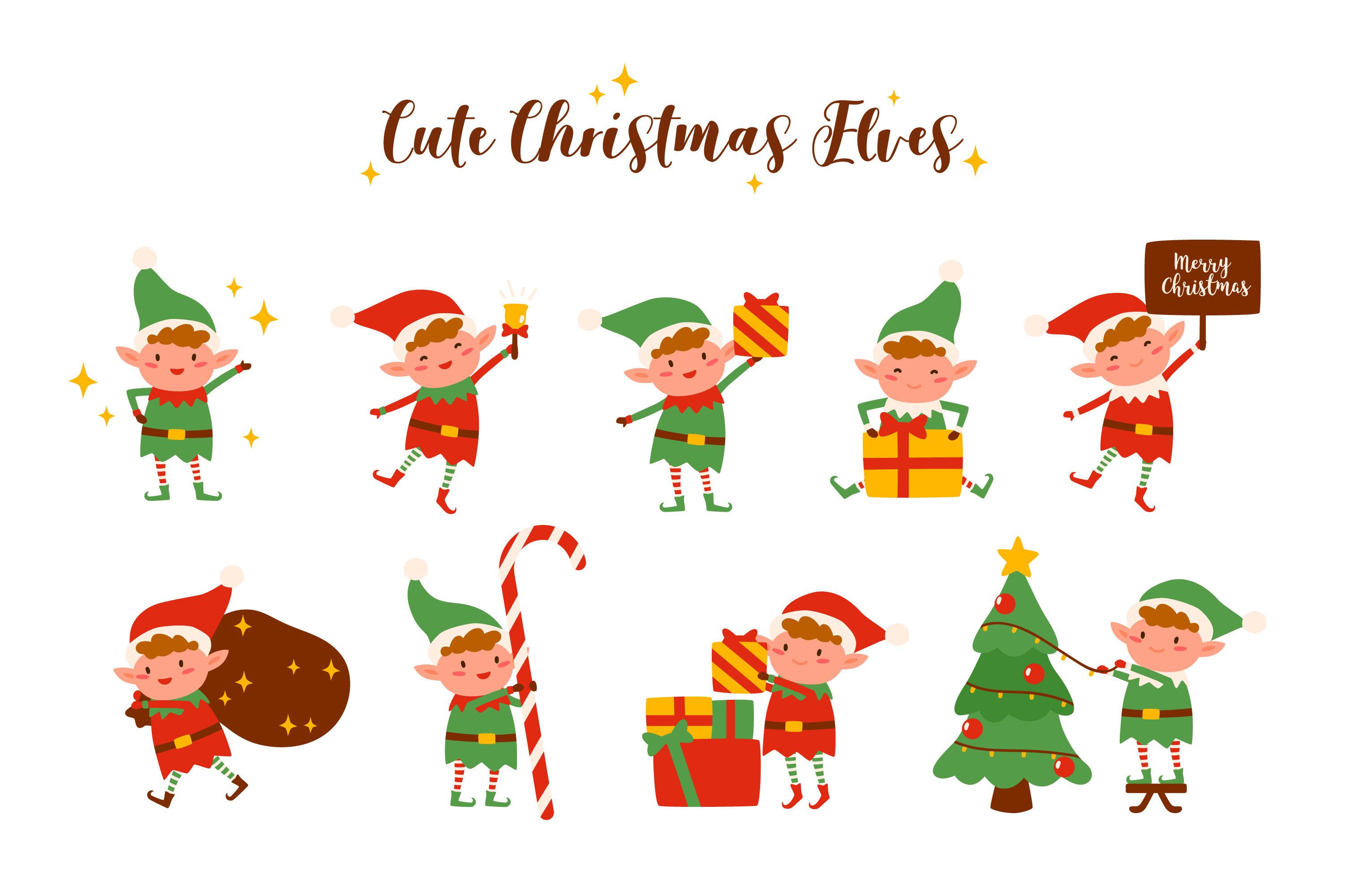 Cute Christmas elf set, a Decorative Illustration by Good Studio
