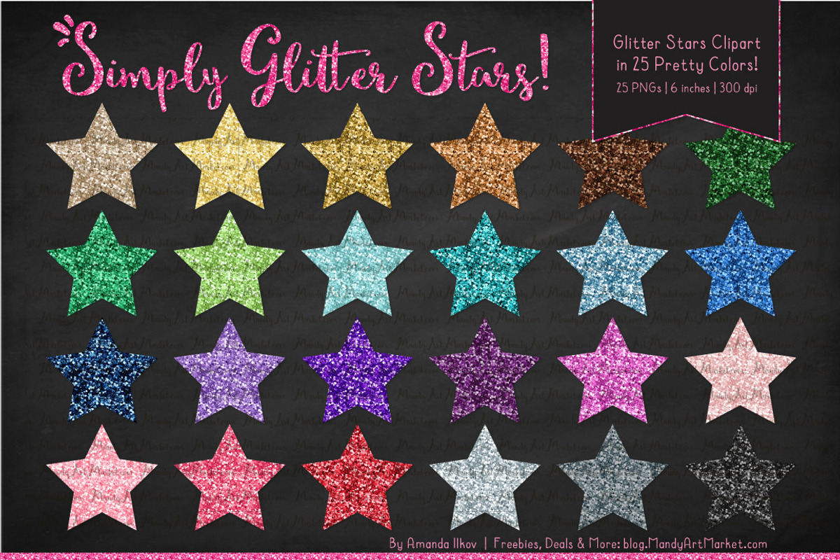 Glitter Rainbow Stars Clipart, an Illustration by Amanda Ilkov