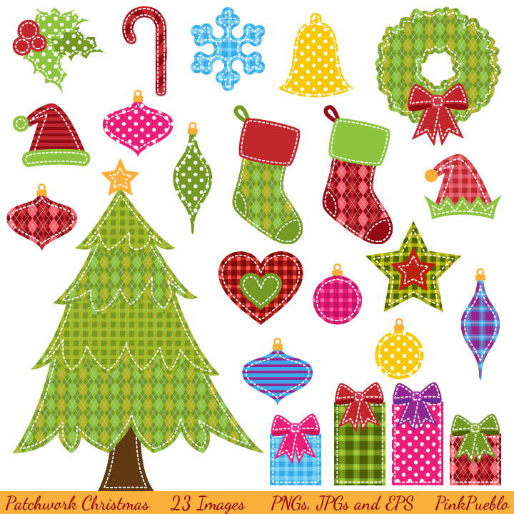 Patchwork Christmas Clipart/Vectors, a Decorative Illustration by ...