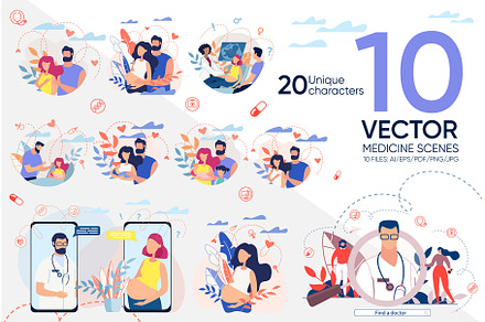 Pregnancy Vector Scenes, a Healthcare Illustration by Tera Vector