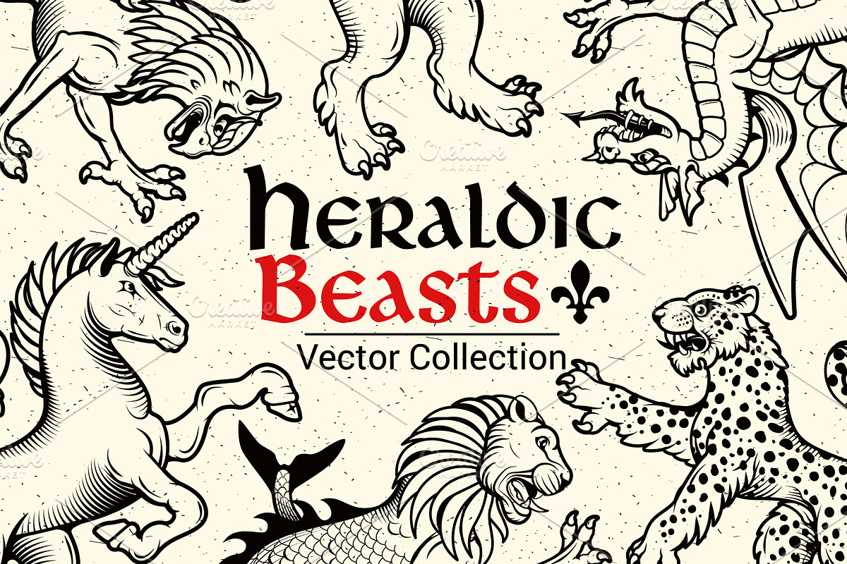 Heraldic Beasts, an Animal Illustration by Moloko88 | Creative Market