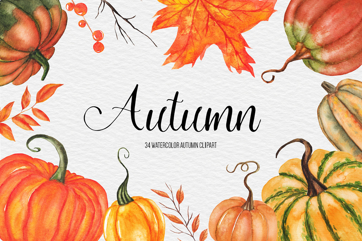 Watercolor Autumn Fall Illustration, an Illustration by BonaDesigns