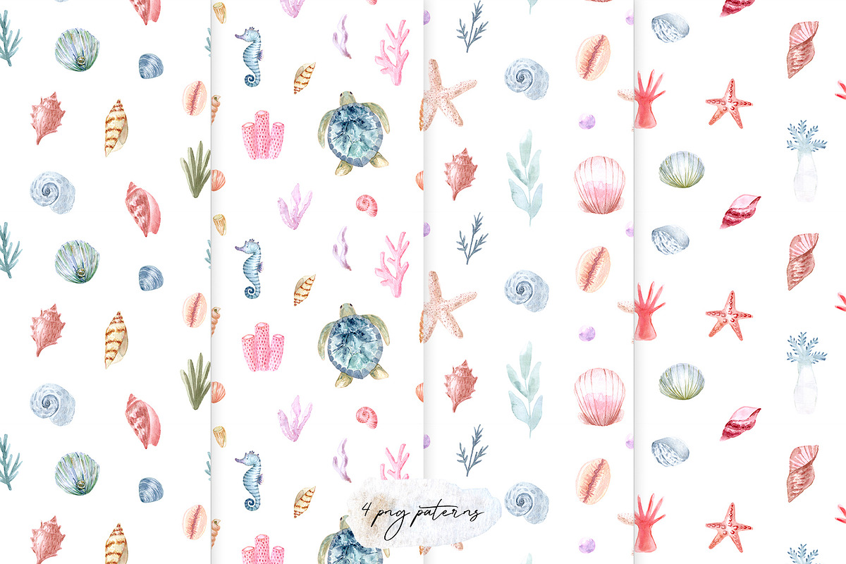 Watercolor Sea Collection. Patterns, an Object Graphic by Slastick