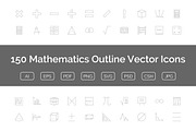 150 Mathematics Outline Vector Icons, an Outline Icon by Creative Stall