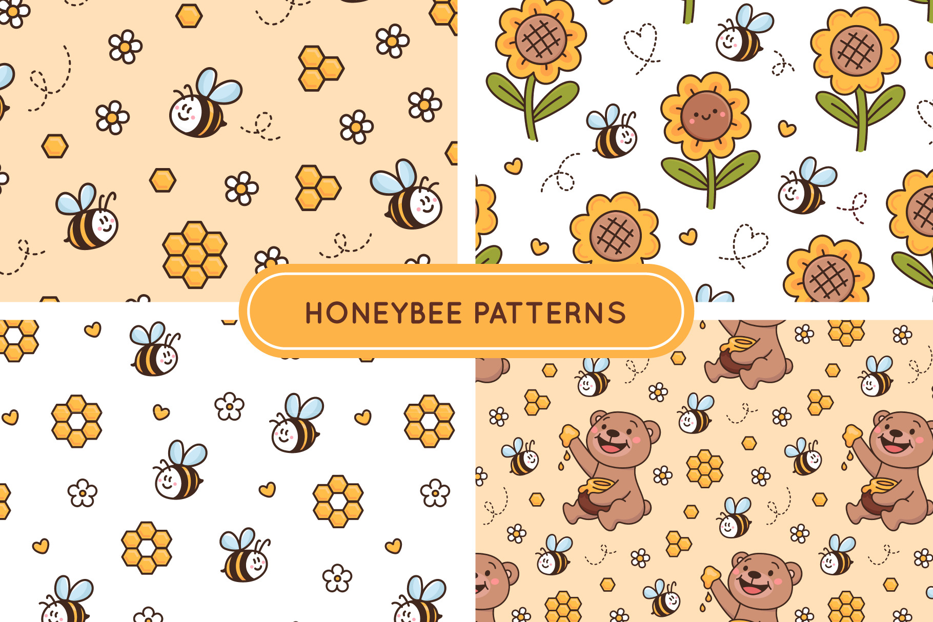 Honey bee patterns, a Pattern Graphic by Viaireshop