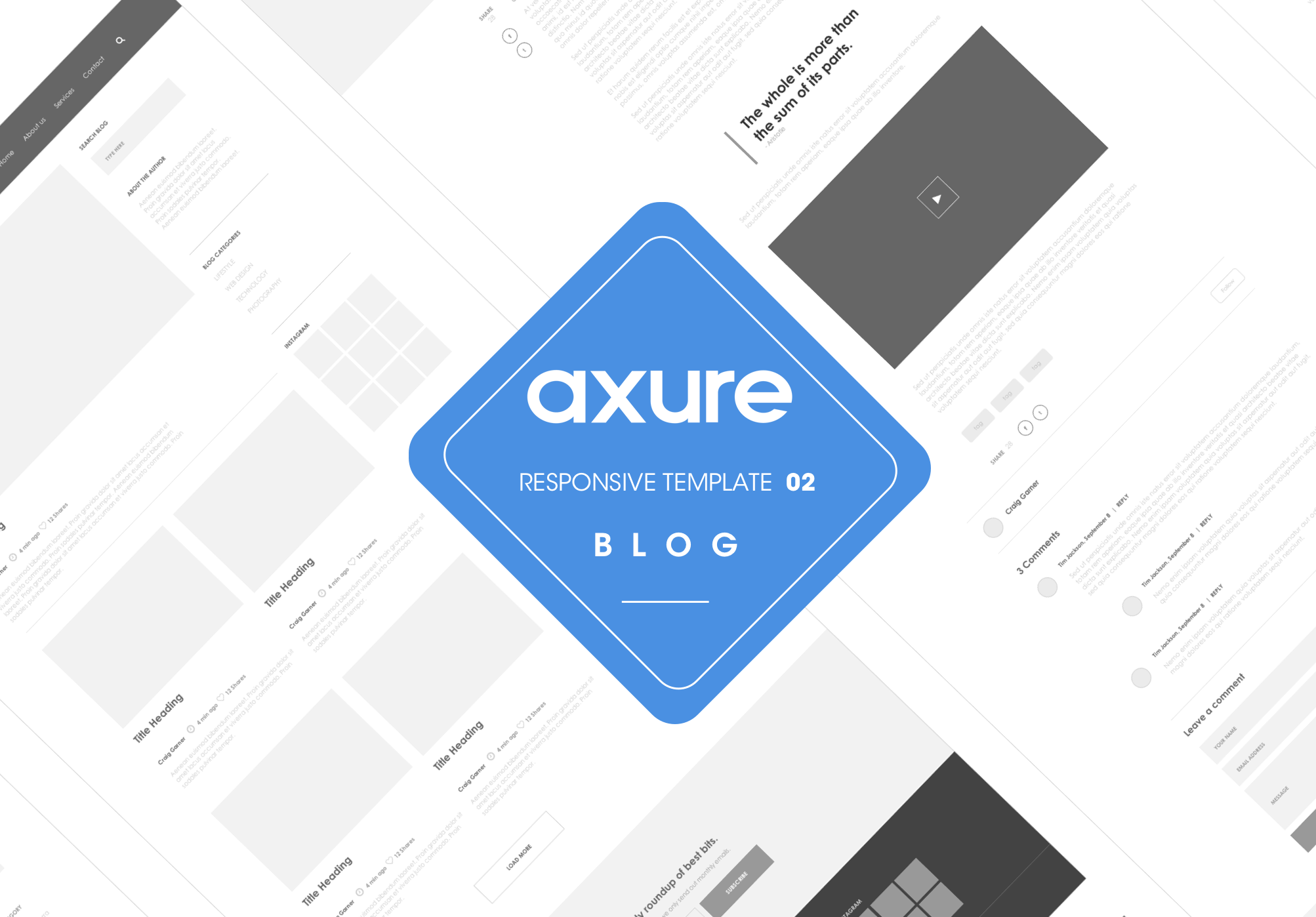 Axure Responsive blog template 2, a Wireframe Template by Humble UX