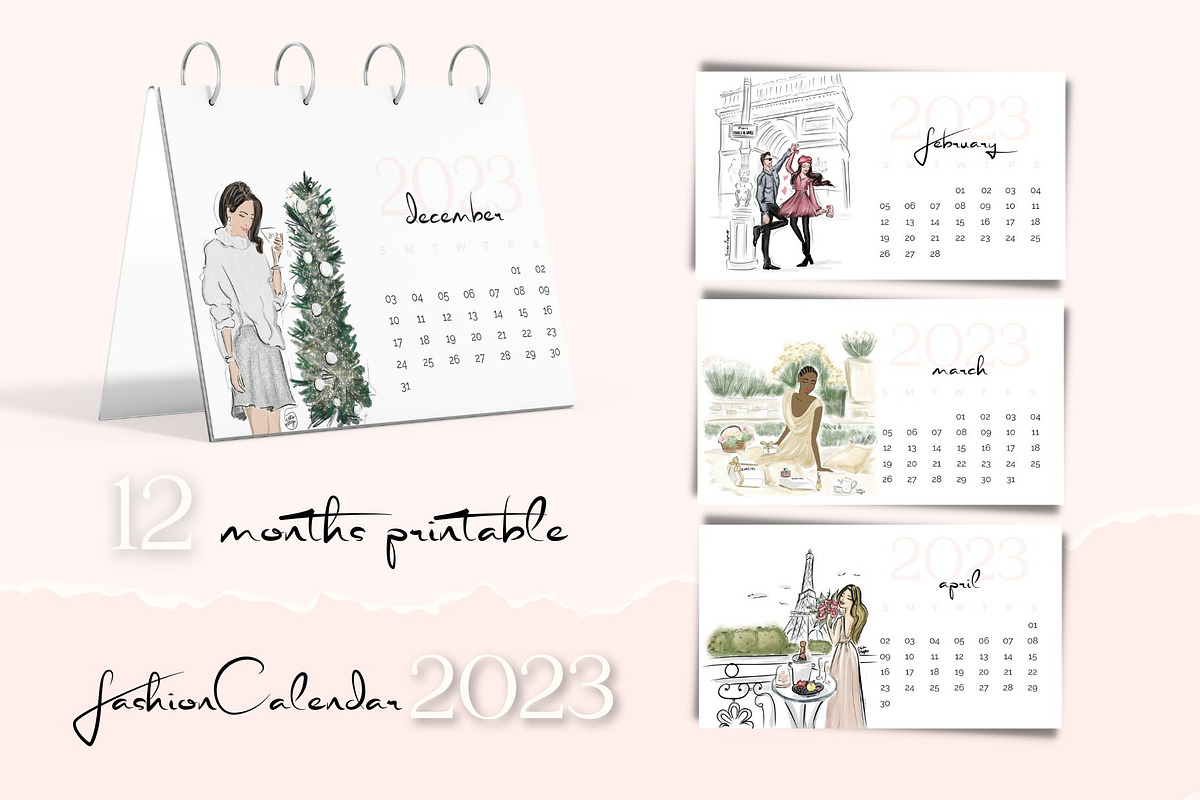 2023 Editable Illust. fashion calendar