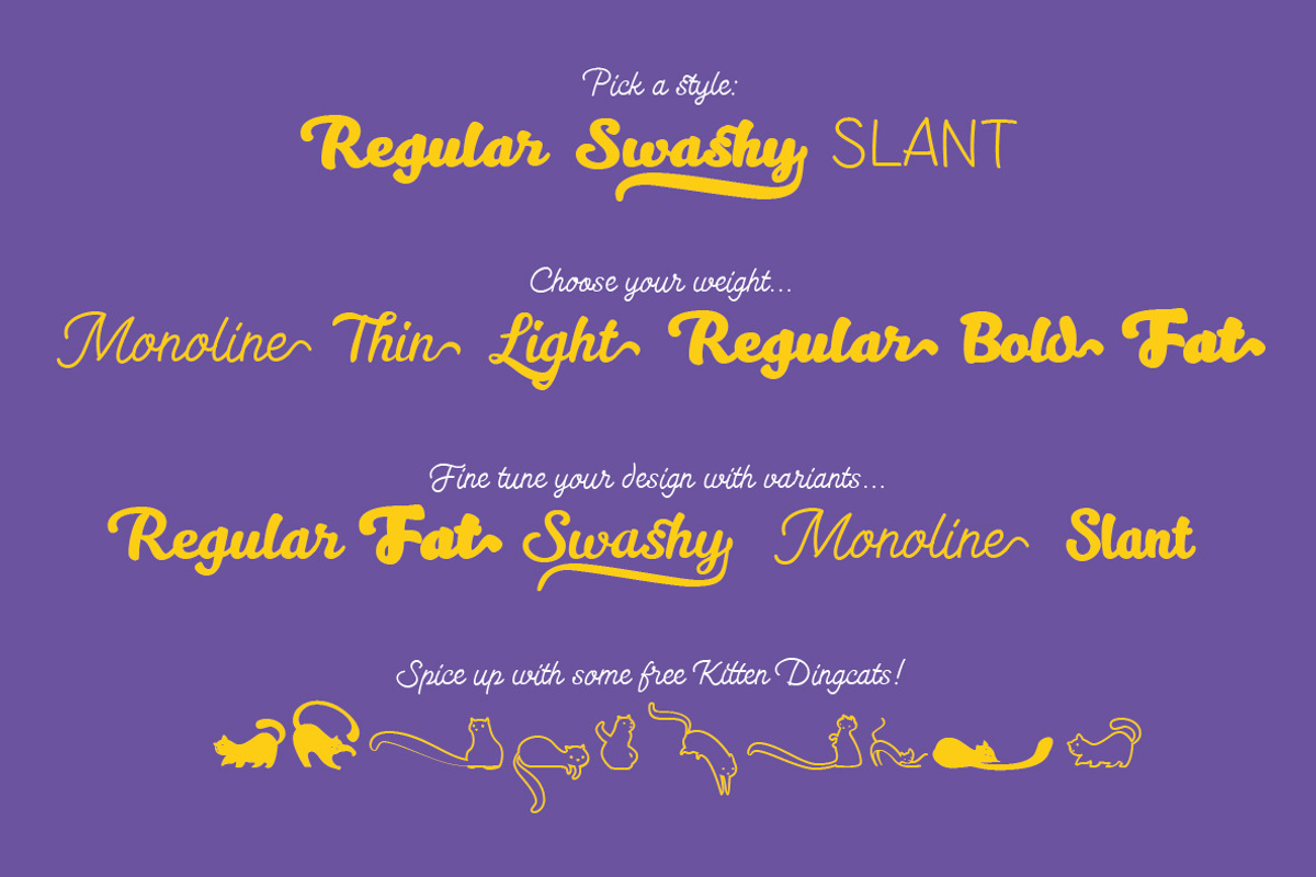 Kitten - 13 fonts, a Script Font by Zetafonts