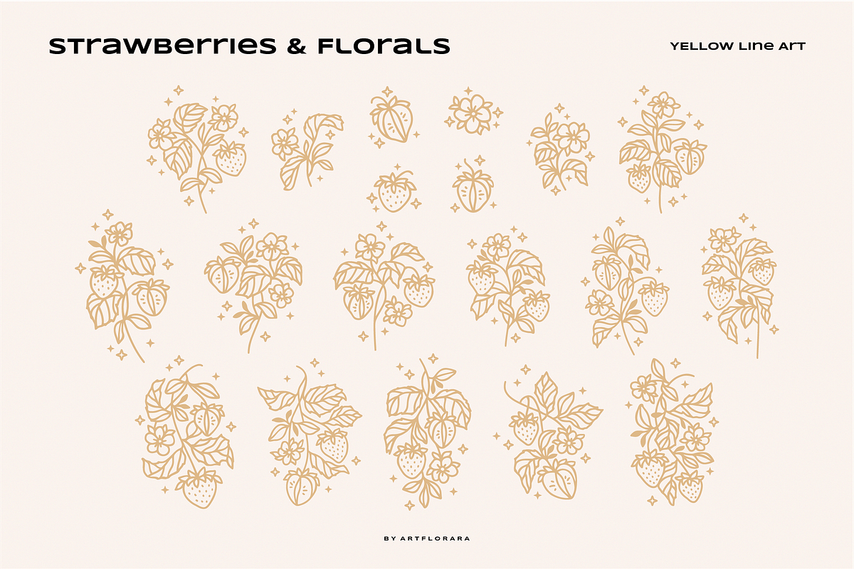 STRAWBERRY & FLORAL - Labels, Stickers