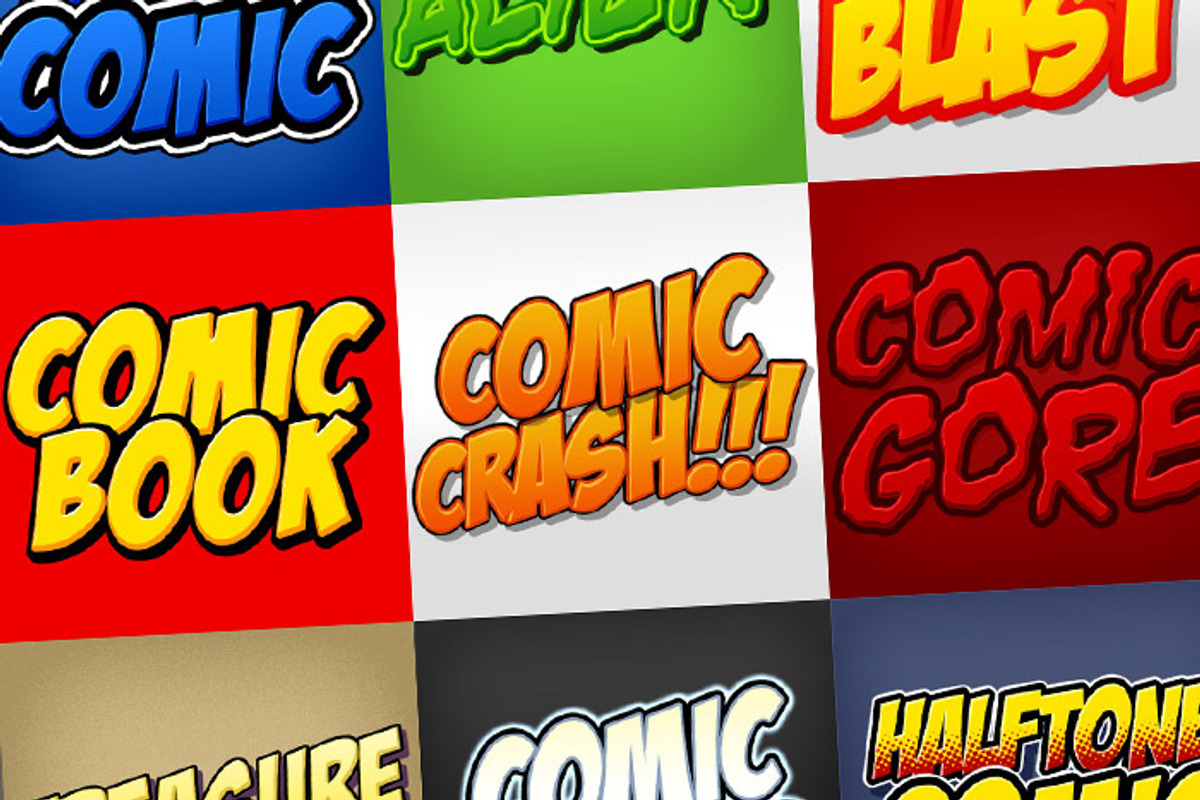 Comic Book Photoshop Styles Pack, a Layer Style Add-On by Design Panoply