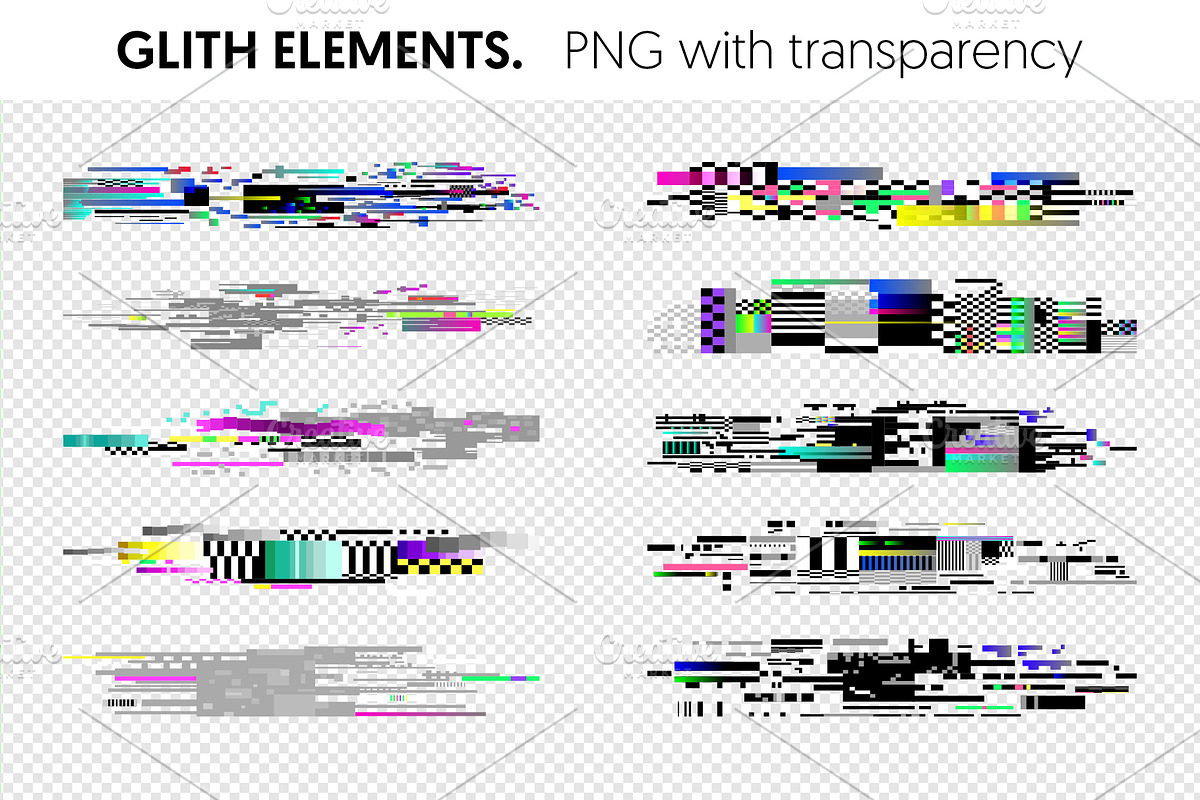 Glitch Elements and Patterns, a Decorative Illustration by Double Bubble