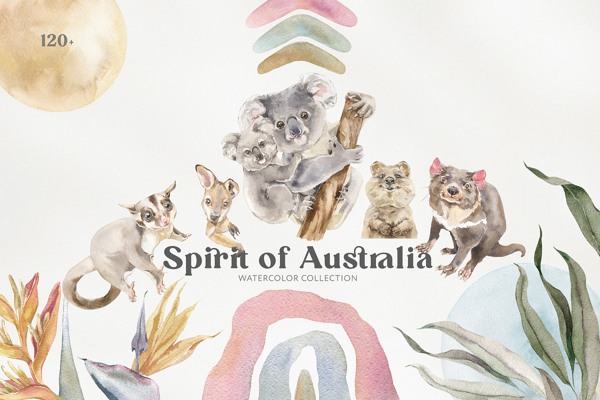 Watercolor Floral Baby Animals Bundle