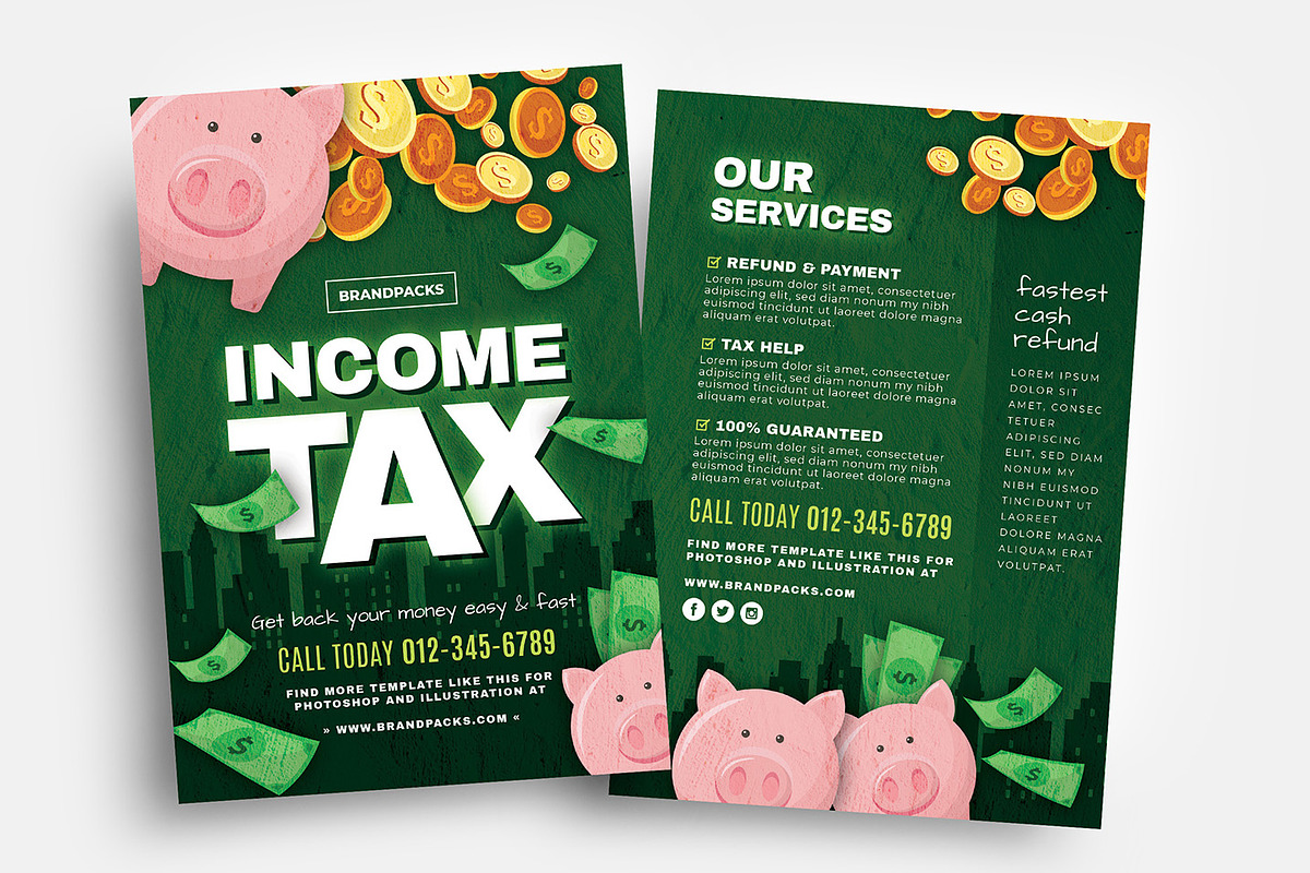 Income Tax Flyer Templates, a Flyer Template by BrandPacks