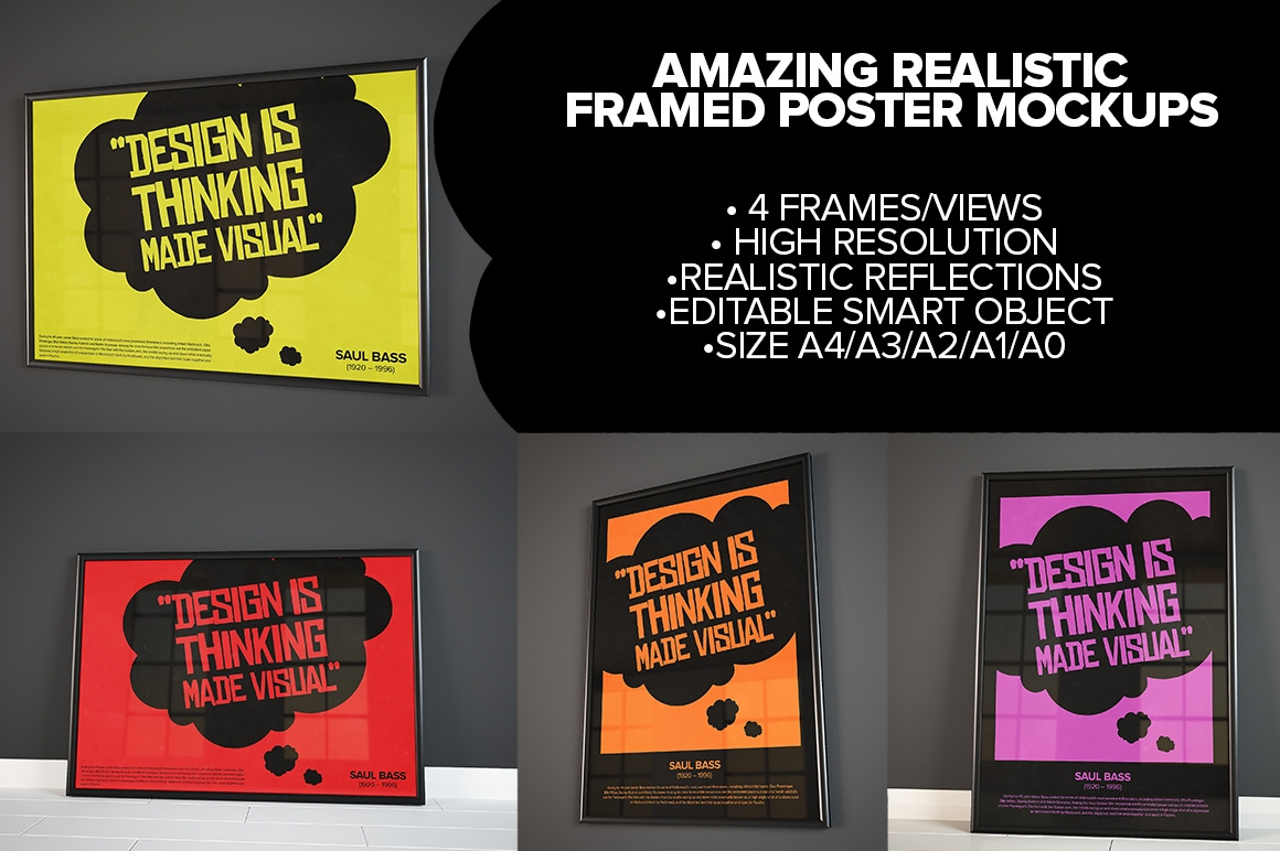 REALISTIC POSTER FRAME MOCKUPS, a Print Template by Franklin Design