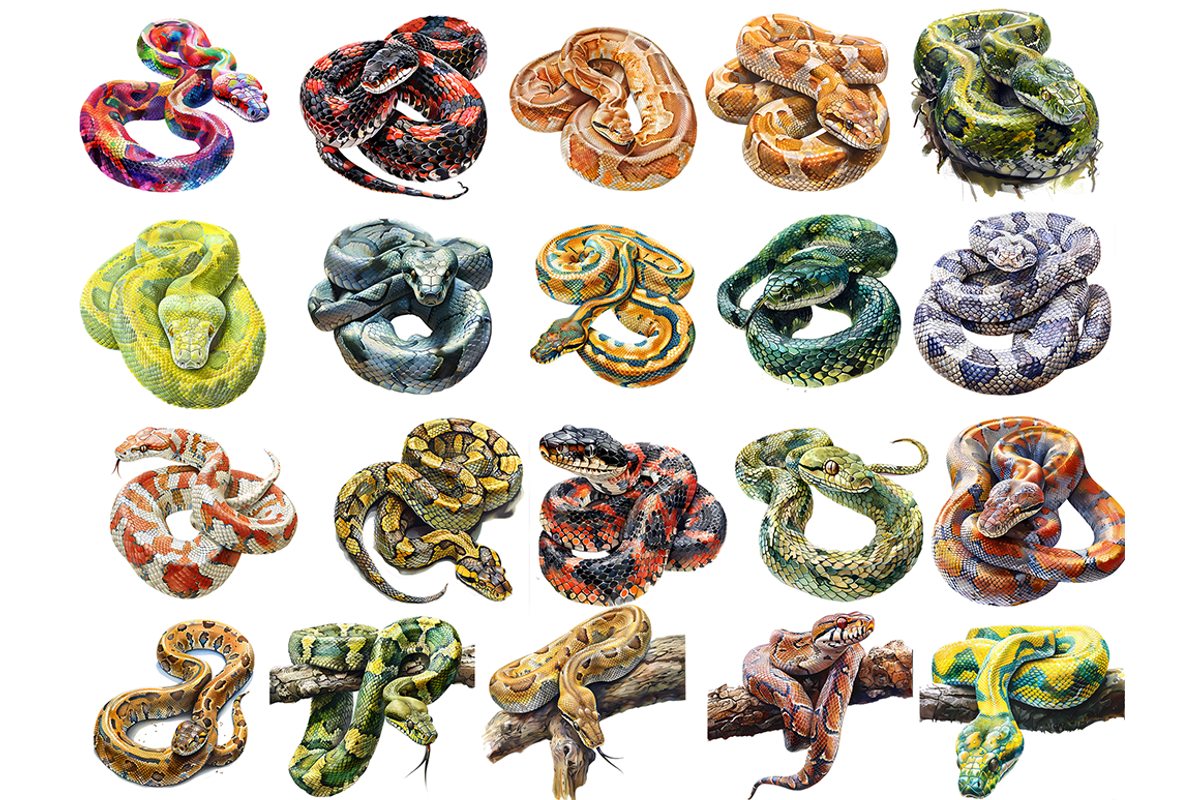 Watercolor Snakes Clipart