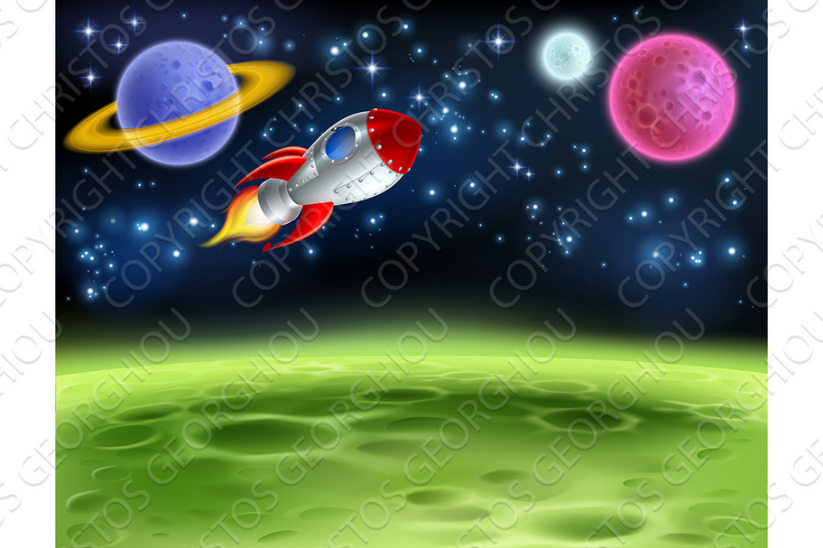 Outer Space Planet Cartoon Background, a Texture Graphic by Christos ...
