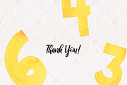 Yellow Watercolor Numbers Clipart | Creative Market