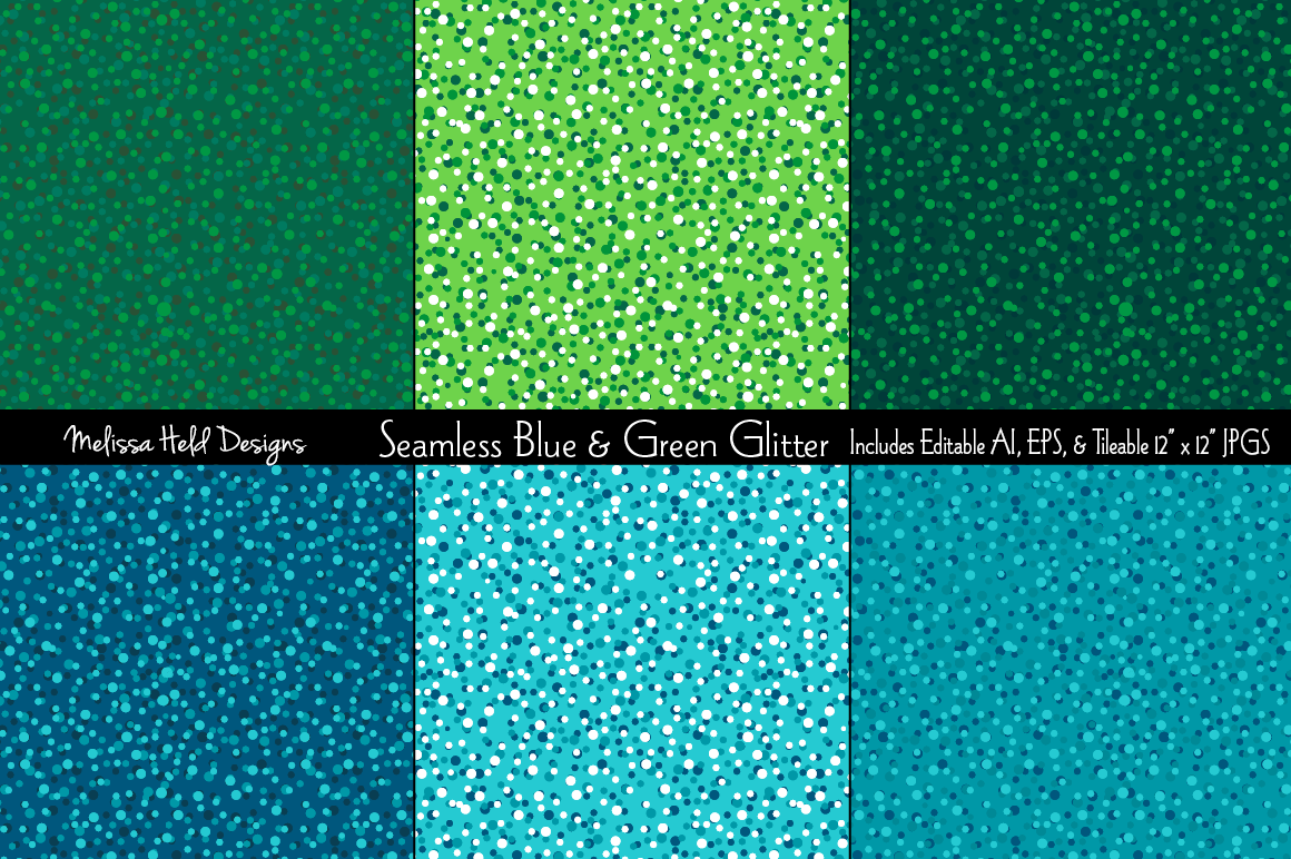 Seamless Blue & Green Glitter, a Texture Graphic by Melissa Held Designs