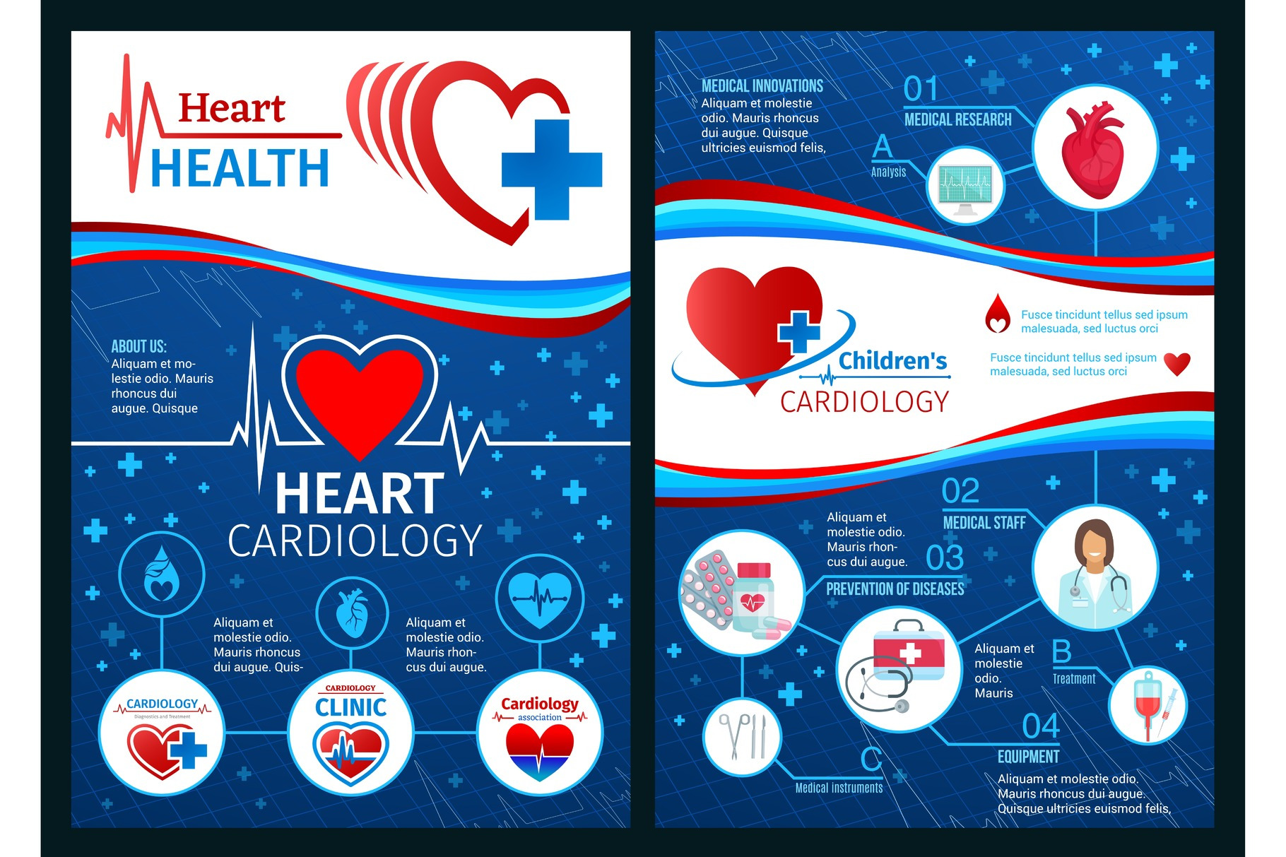 Vector brochure of cardiology heart, a Healthcare Illustration by ...