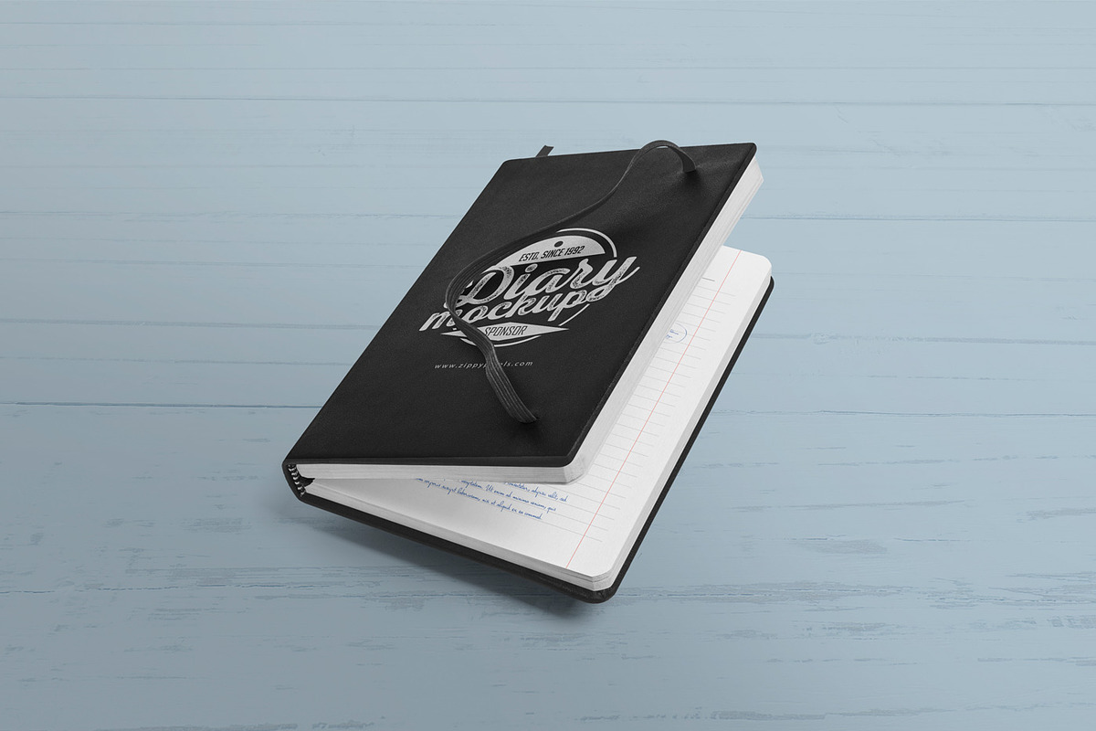 Open Diary Mockups, a Stationery Template by ZippyPixels