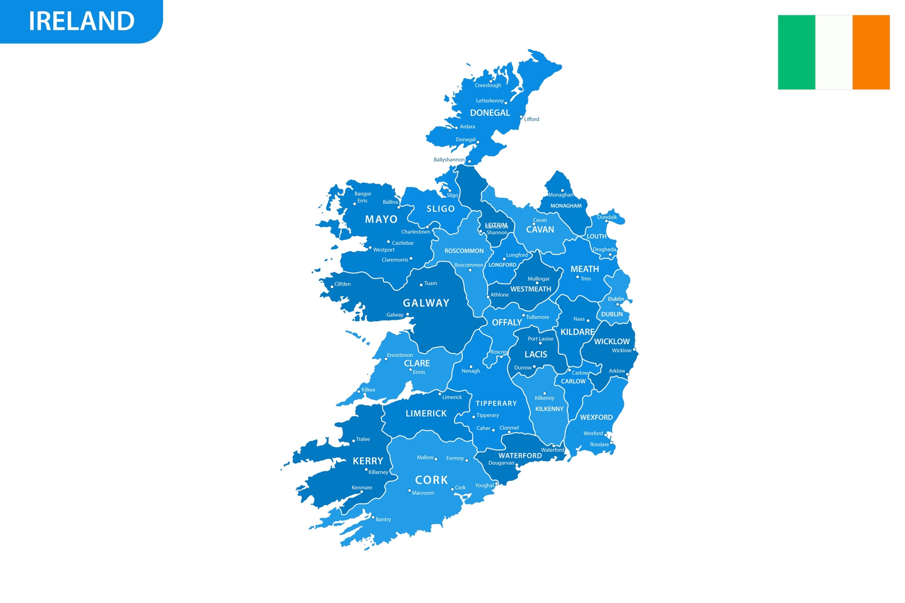Detailed map of Ireland, an Education Illustration by Vector Shop ...
