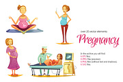Pregnancy Cartoon Set, a Healthcare Illustration by Macrovector