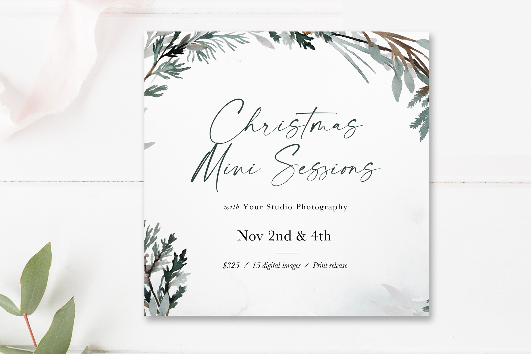Christmas Mini Session Flyer PSD, a Flyer Template by By Stephanie Design