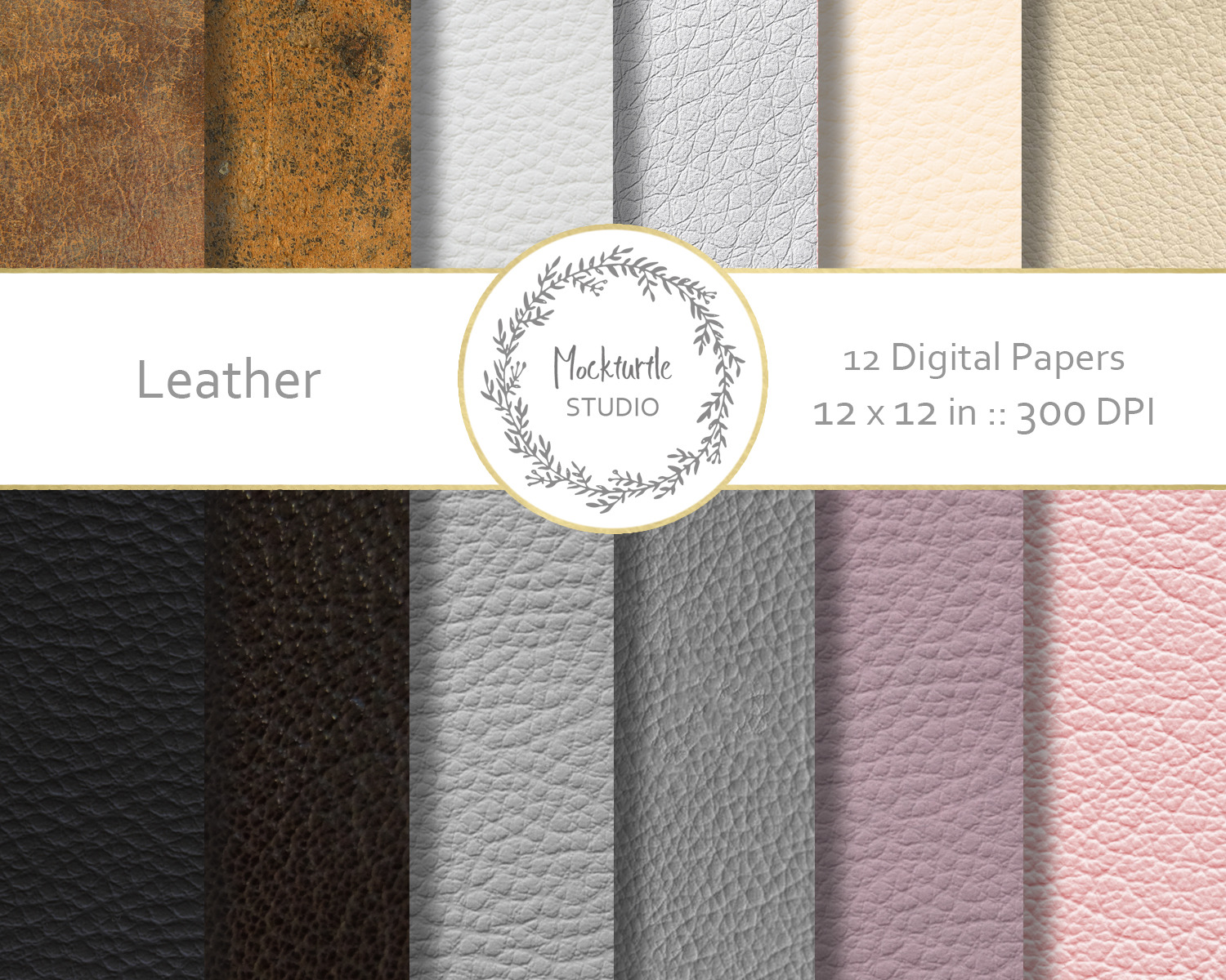 Leather Digital Paper, a Texture Graphic by MockTurtleStudio