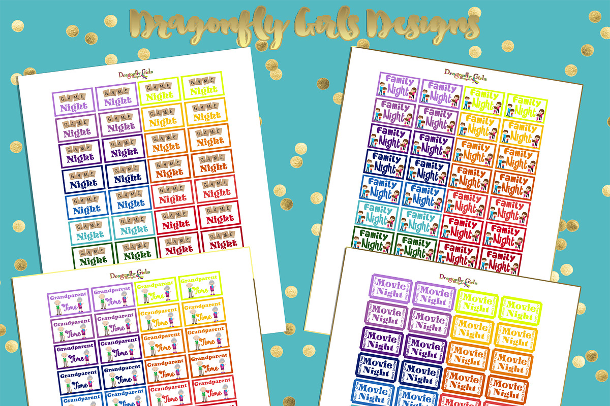 80 Page Rainbow Printable Stickers, a Graphic by Dragonfly Girls Designs