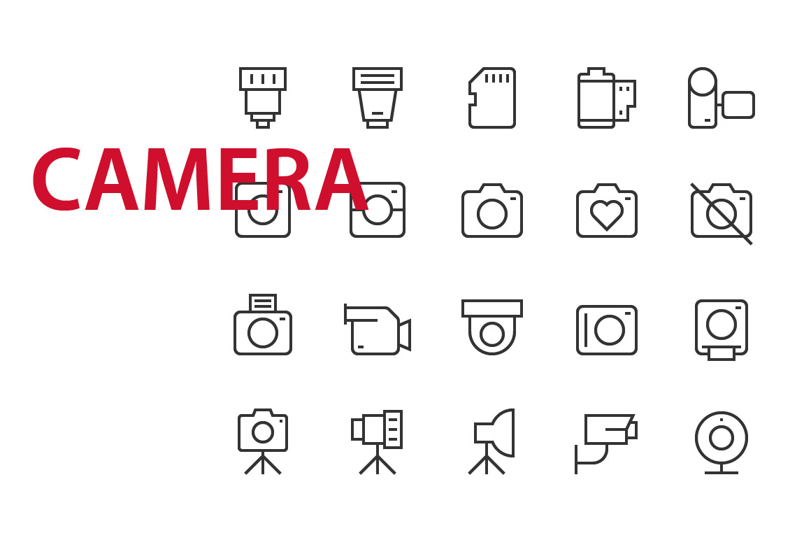 20 Camera UI icons, an Outline Icon by Palau