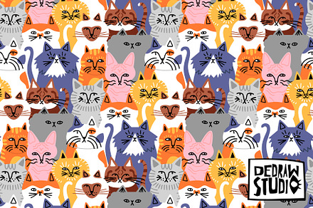 Cute Cat Digital Paper Patterns, a Pattern Graphic by Avenie Digital