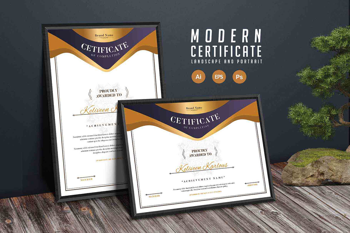 160. Modern Certificate Template, a Stationery Template by ...