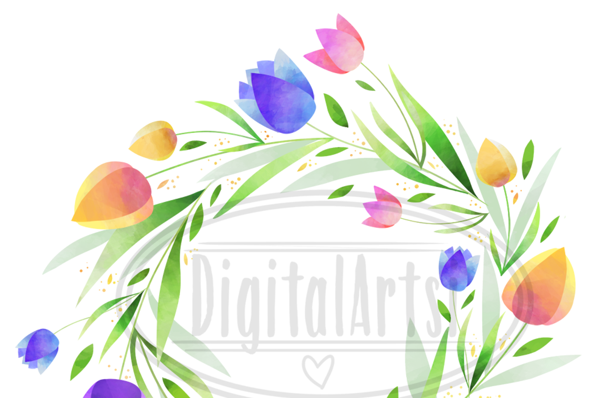 Watercolor Tulips Clipart, an Illustration by DigitalArtsi