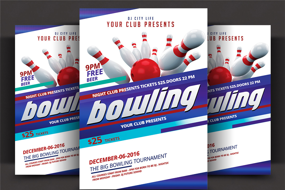 Bowling Tournament Flyer, a Flyer Template by AfzaalGraphics
